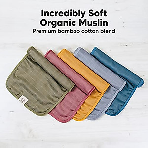 5-Pack Muslin Burp Cloths for Baby Boys, Girls - Organic Baby Burp Cloths, Burp Clothes for Baby Girl, Boy, Neutral Burp Cloths, Burping Cloths for Babies, Burp Rags, Bamboo Cotton Burp Cloth (Corals)