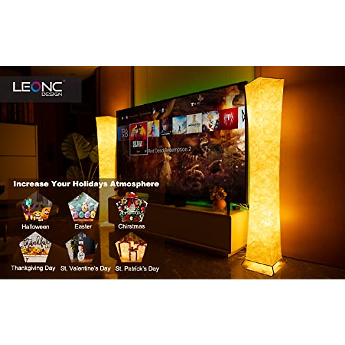 LEONC Design 65'' Creative LED Floor Lamp, Softlighting Minimalist Modern Contemporary with Fabric Shade & 2 Bulbs Floor Lamps for Living Room Bedroom Warm Atmosphere(Tyvek Dupont 10 x 10 x 65 inch)