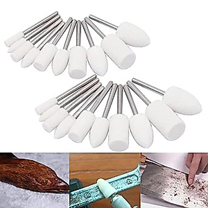Luo ke 60 Pcs Wool Polishing Bits, 1/8 Inch Shank Compressed Wool Felt Polishing Kits Wool Mounted Mandrel Buffing Tool for Dremel