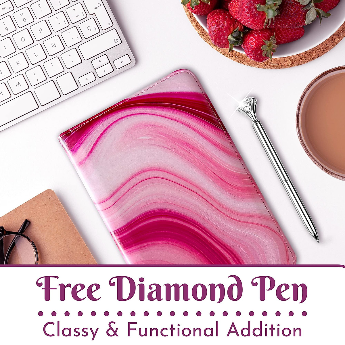 9 Pocket Server Book w/Diamond Pen, Waitress Book w/Money Pocket and Zipper, Waitress Book, Server Books for Waitress, Server Books, Waitress Book Organizer, Server Book Cute, Servers Book