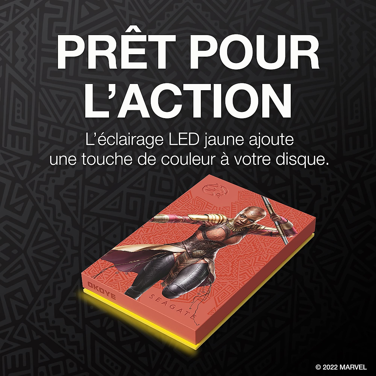 Seagate Okoye SE FireCuda External HDD - USB 3.2, Customizable RGB LED Yellow, Works with PC, Mac, PlayStation, and Xbox, 1-yr Rescue Services (STLX2000403)