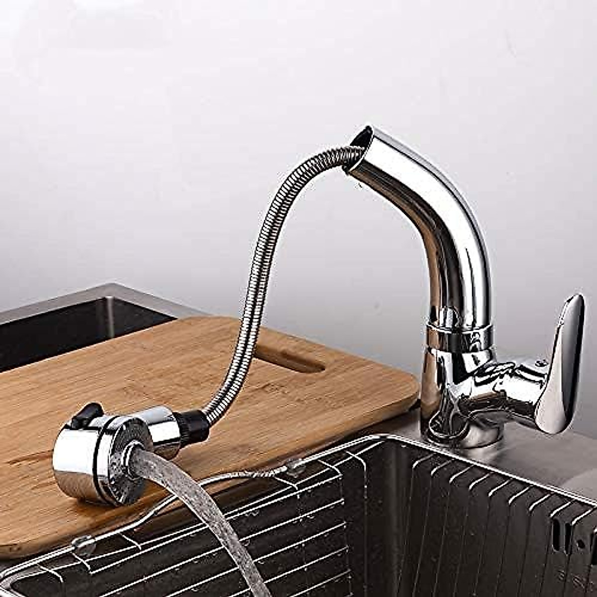 TECKI Kitchen Taps Kitchen Tap Faucet Brass Pull Out Sink Faucet Bathroom Sink Taps 2 Ways Water Outlet for Washing Cold Hot Water Bath Mixer