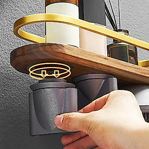 Hair Dryer Stand Holder for Dyson Supersonic, Magnetic Hair Dryer Display Rack Wood Bathroom Wall Mounted Organizer (C)