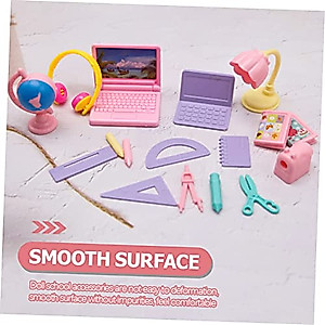 Toyvian Girl Toys 2 Sets Miniature Prop Accessories Sand Mini Girl with for Doll School Gift Supplies Landscape Scence Play Tiny Photo Stationery Notebooks Food Laptop of Stuff Model Kids Toys