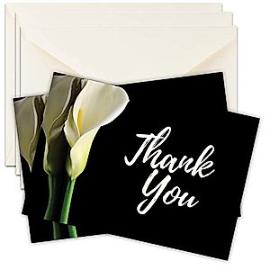 MPC Brands Customized Personalized Funeral Bereavement Thank You Cards With Envelopes - Set of 50 (Custom Lily)