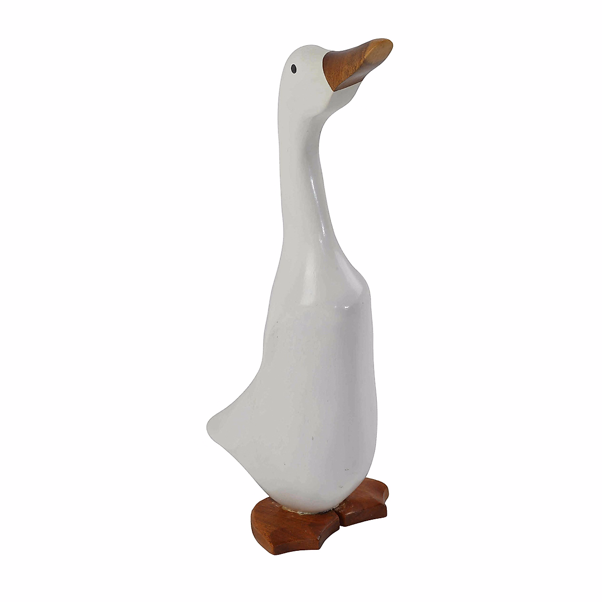 Bare Decor Albert The Duck, Hand Carved and Painted White, Bamboo Root Figurine, 15"