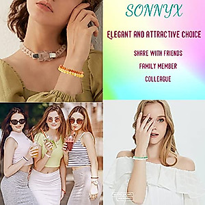 SONNYX 14Pcs 6mm Semi Precious Gemstone Beaded Bracelets for Women Men Tiny Crushed Stone Crystal Bracelet Stretch Bead Bracelet Unisex Jewelry
