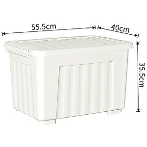 Cetomo 55L*6 Plastic Storage Box,White, Tote box,Organizing Container with Durable Lid and Secure Latching Buckles, Stackable and Nestable, 6Pack, with Buckle
