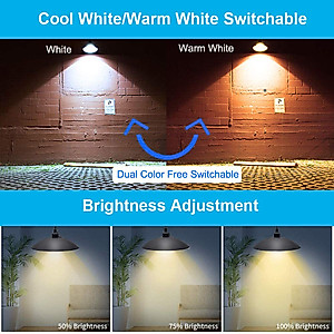 LAFEINA Solar Pendant Lights, Outdoor Solar Lights with Remote Control Dual Color Switchable Brightness & Timing Adjustable Shed Lamp for Barn Yard Patio Porch Garden