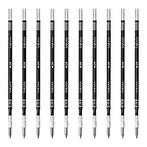 Zebra BRNJK3BK Prefer Sarasa NJK-0.3 Ballpoint Pen Refills, Black, 10 Pieces