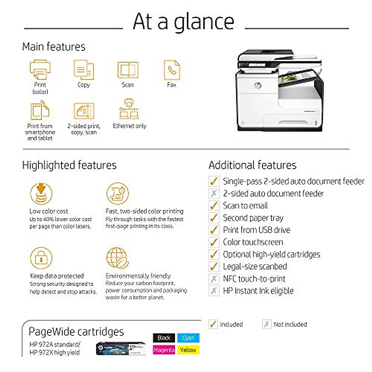 HP PageWide Pro 477dn Color All-in-One Business Printer, 2-Sided Duplex Printing & Print Security (D3Q19A)