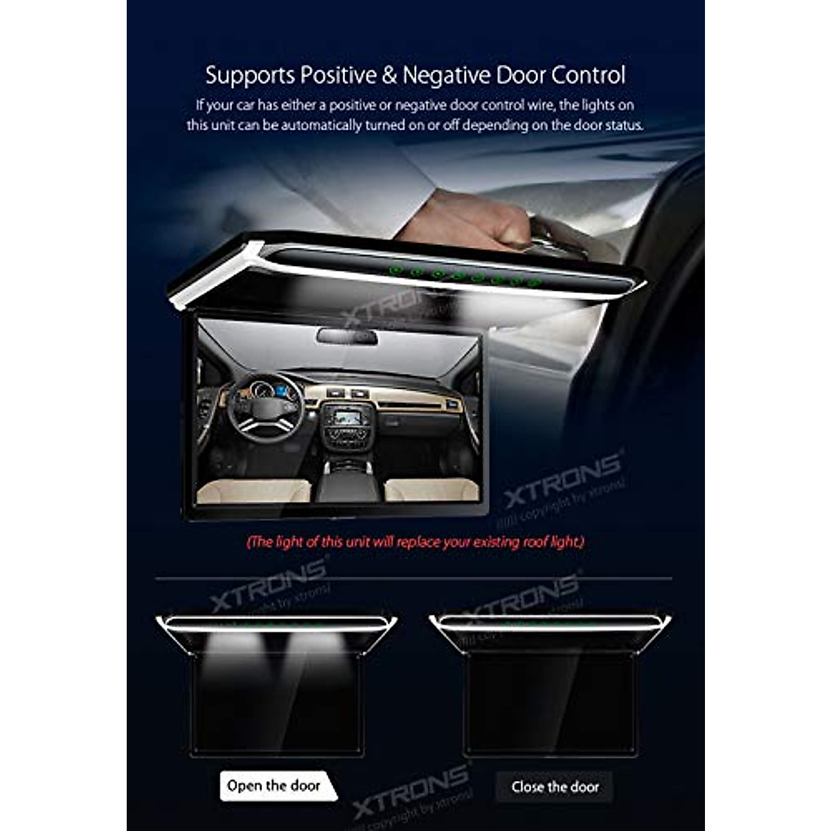 XTRONS® 17.3 Inch 16:9 Ultra-Thin FHD Digital TFT Screen 1080P Video Car Overhead Player Roof Mounted Monitor HDMI Port 1920 * 1080 Full High Definition (No DVD)