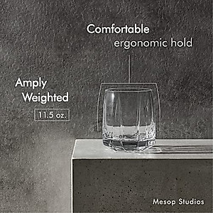 Mesop Studios Crystal Whiskey Glasses Set of 2 | Bourbon Glasses Set 2, Crystal Rocks Glasses, Old Fashioned Glasses, Scotch Glasses, Cocktail Glasses, Liquor Glasses, Lowball Glasses, Whiskey Tumbler
