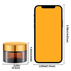 Lil Ray 1 oz Round Amber Glass Jar with Inner Liners and Gold Lid (12pcs)