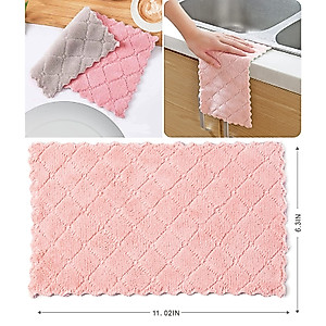 10 Pack Kitchen Cloth, Microfiber Dish Towels Washcloths, Super Absorbent Coral Velvet Dishtowels, Premium Cleaning Cloths,Non-Stick Oil Quick Dry Dish Towels, Soft Tea Towels, Table Cleaning Cloths.