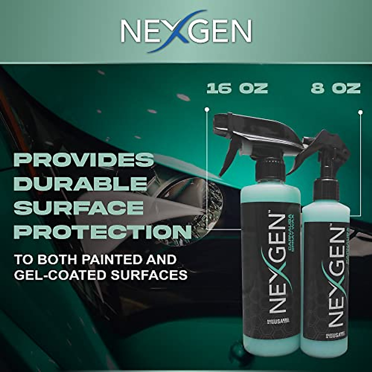 Nexgen Carnauba Spray Wax — Durable Protection and Showroom Shine — Fast and Simple One-Step Car Wax - 8 oz