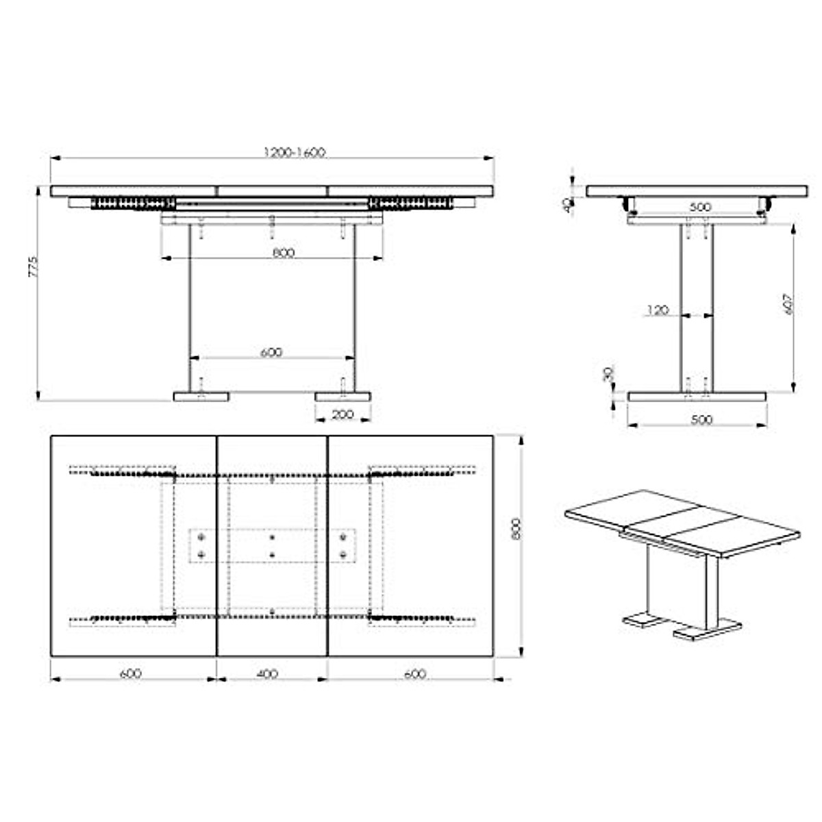 Inspirer Studio IRIS Extendible Dining Table Pedestal Table MDF High-Gloss White