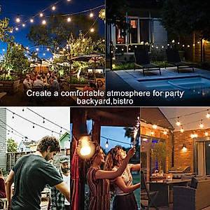 Lightdot 48ft Outdoor Light String with Remote, LED Remote Control String Lights with 16 pcs Dimmable Shatterproof 1W Bulbs, 2200K Commercial Grade Hanging Light for Patio Backyard Christmas Decor