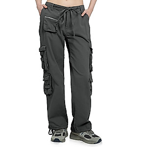 Cargo Pants Women Tactical Baggy Hiking Cargo Pants with 9 Pockets Cotton Military Casual Army Combat Work Pants Dark Gray L