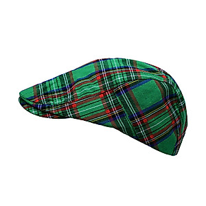 WITHMOONS Newsboy Flat Cap Tartan Check Plaid Outdoors Beret Hat YZ30078 (Green)