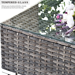 XIZZI Patio Furniture Outdoor Sectional Sofa 7 Piece All Weather PE Rattan Wicker Conversation Sets with Coffee Table for Backyard Deck Garden,Denim Blue