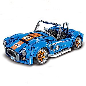 Audio Technics Sports Car for Lego Ford Mustang Shelby Cobra 427, 1/10 Technics Racing Car Building Bricks, Compatible with Lego Technic, 1816 Pcs