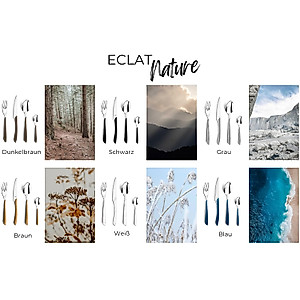 Amefa Eclat Nature Wood Pattern Handle 18/0 Flatware Set - Brown - 24 Piece Place Setting - Service for 6 -Fork Knife Spoons (2) - Amefa Wooden Cutlery Set - Flatware Set - Silverware Set