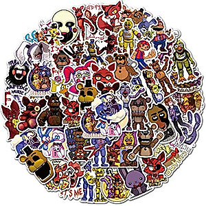 Five Nights at Freddy's Stickers 50 Pack Waterproof Stickers Laptop Bumper Skateboard Water Bottles Computer Terror Game Stickers