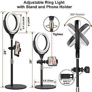 Computer Ring Light for Video Conference Lighting, Desktop Ring Lights with Stand for Laptop Zoom Light, Online Virtual Meeting, Video Call, Selfie Light for Phone Video Recording, Makeup, Live Stream