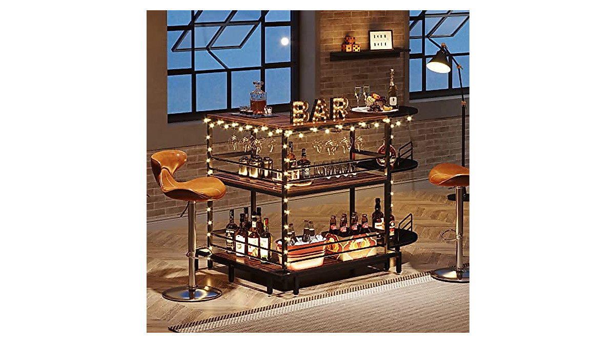 Tribesigns 3-Tier L-Shaped Liquor Bar Table for Home