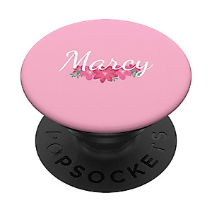 Marcy - Floral Pink Personalized First Name PopSockets PopGrip: Swappable Grip for Phones & Tablets