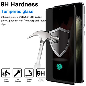 YWXTW [2 Pack] Privacy Support Fingerprint Unlock Screen Protector for Samsung Galaxy S21 Ultra,Tempered Glass HD Anti-Scratch Screen Protector 3D Curved Edge Easy Install Case Friendly