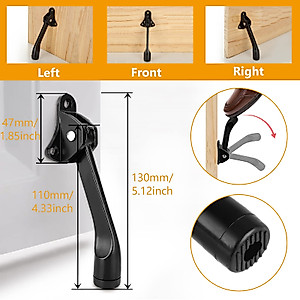 FVIEXE 4 Packs Door Stopper, 4 Inch Kickdown Door Stop for Bottom of Door Kick Down Door Stoppers Kickstand Replacements, Heavy Duty Metal Doorstop Door Holder with Rubber Tip, Black