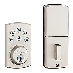 Kwikset 99070-101 Powerbolt2 Door Lock Single Cylinder Electronic Keyless Entry Deadbolt Featuring SmartKey Security in Satin Nickel