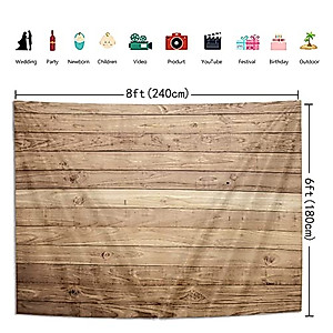 BINQOO 8x6ft Easter Wood Wall Background Happy Easter Brown Wood Backdrop Baby Shower Wooden Backdrops Birthday Party Newborn Wood Decoration Backdrops Props for Studio Photographers