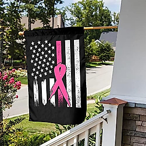 Breast Cancer Awareness Flag Double Sided Breast Cancer Home Garden Flag for Patio Lawn Home Outdoor Decor,12" X 18" (Breast Cancer Awareness)
