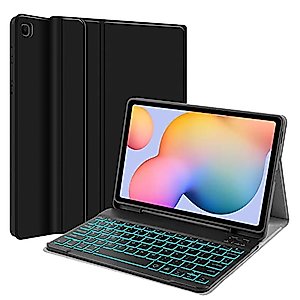 Keyboard Case for Samsung Galaxy Tab S6 Lite 10.4" 2024/2022/2020, Smart case with 7color Backlight Detachable Wireless Keyboard Cover with S Pen Holder (S6 LITE)