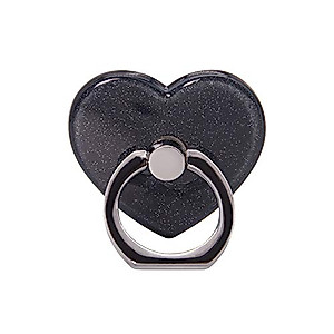 MuZiFei Phone Ring Stand Holder,2-Pack Heart Crystal Diamond Rhinestone Bling Glitter Sparkle Universal 360° Rotation Cell Phone Stent Holder Grip Kickstand for Almost All Phones/Cases (Black)