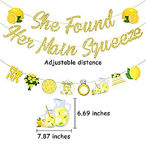 Lemonade Bridal Shower Decoration Gold Glitter She Found Her Main Squeeze Banner Garland for Lemon Citrus Lemonade Theme Bride to Be Bachelorette Wedding Engagement Party Supplies