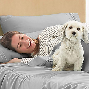 Empyrean Full Size Sheets - 4 PC Super Soft Bed Sheets Full Size - Double Brushed Microfiber Full Size Bed Sheets - Hotel Luxury Silver Light Gray Full Size Sheet Sets, with 4 Corner Elastic Straps