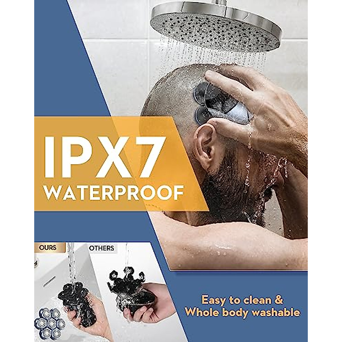 Detachable Head Shavers, Kibiy Electric Razor IPX7 Waterproof for Bald Men, Wet/Dry LED Display Rechargeable 7D Rotary Shaver Grooming Kit with Type-C Charge