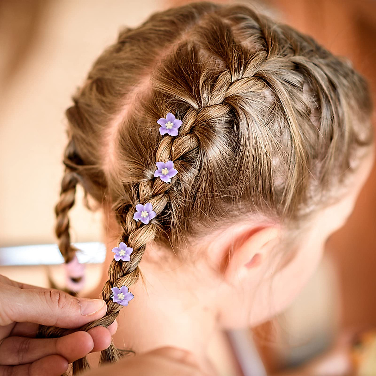 YISSION 20Pcs Mini Flower Hair Clips for Girls Women Cute Hair Pins Small Hair Clips Lily Flower Clips for Hair Wedding Hair Barrettes Bridal Hair Accessories for Girls Women Purple