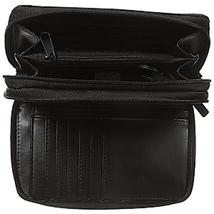 Buxton Women's Heiress Double Zip Organizer, Black, One Size