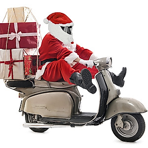 Christmas Santa Motorcycle Helmet Cover,Funny Helmet Cover Santa Claus Xmas Hat Decoration Accessories for Men(Suit for Helmets Without Tail Wings)