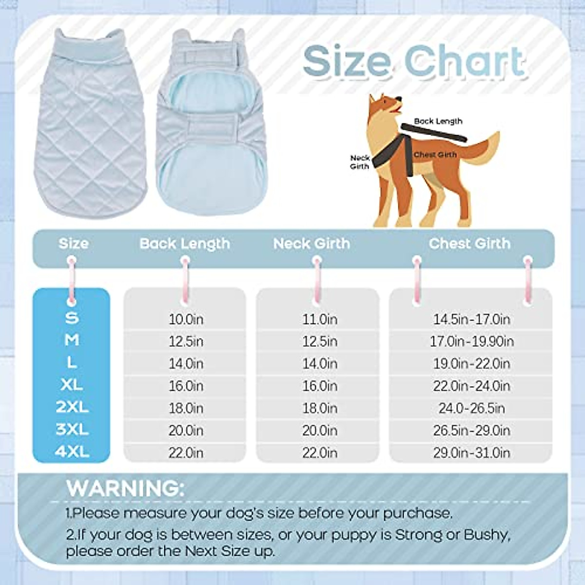 IDOMIK Dog Winter Coat Cold Weather Jacket, Pet Thick Fleece Lining Vest Reversible Warm Clothes, Windproof Snowproof Padded Sweater Outfit Apparel,Adjustable Cozy Snowsuit For Small Medium Large Dogs