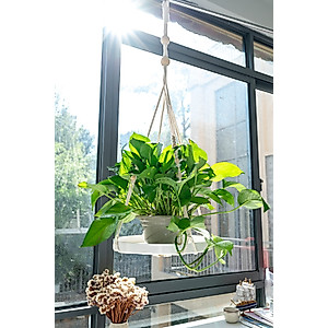 UL Source Macrame Planter Hanger with Large Tray 100% Handmade Wall Hanging Plants Bracket for Indoor Plants Home Decor Gift