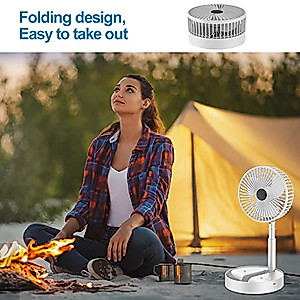 Maelifu Folding Fan Quiet 3- Speed Wind Highly Stretchable Simulated Natural Wind 180 ° Adjustment Battery Powered or USB Powered Home Desk Bedroom Portable Travel Mini Decorative Fan (White) (White)