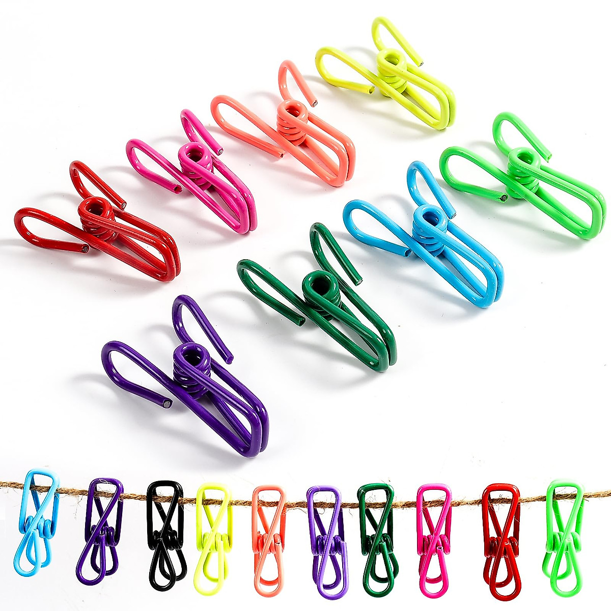 30 Pcs Chip Clips, Multi-Colored PVC Coated High Elastic Strength Clips for Food Package, Clothes Pins and Bag Clip,2 Inch