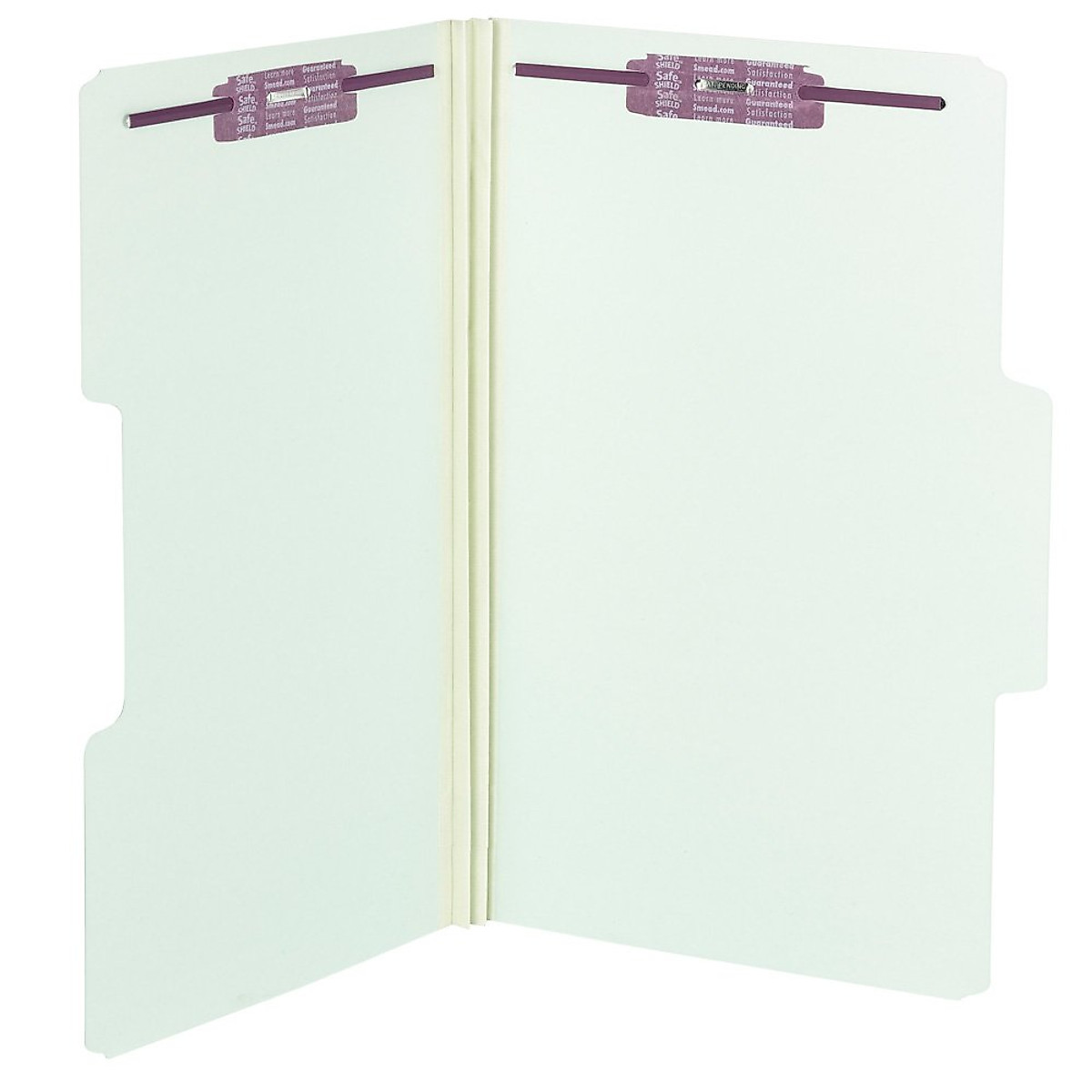 Smead SuperTab Pressboard Fastener Folder with SafeSHIELD Fasteners, 2 Fasteners, Oversized 1/3-Cut Tab, 2" Expansion, Guide Height, Legal Size, Gray/Green, 25 per box (19981)