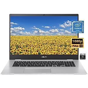 2022 Flagship ASUS Chromebook Light Laptop, 17.3" FHD 1080p Widescreen, Intel Celeron N4500 (Upto 2.8GHz), 4GB RAM, 32GB eMMC, Webcam, UHD Graphic, WiFi 6,17+ Hours Battery,Chrome OS (Renewed)